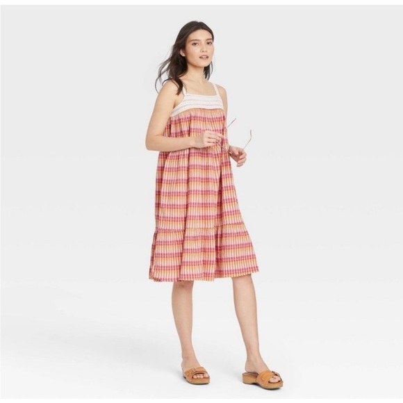 Universal Thread | Dresses | Universal Thread Pink Plaid Square Neck ...